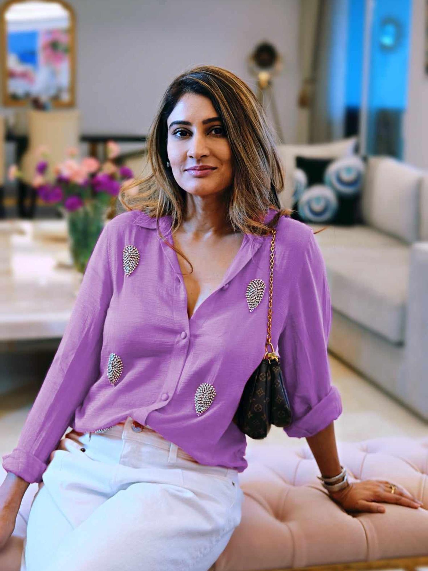 Buy High-Quality Embellished Lavender Shirt Online in India - Attic Salt