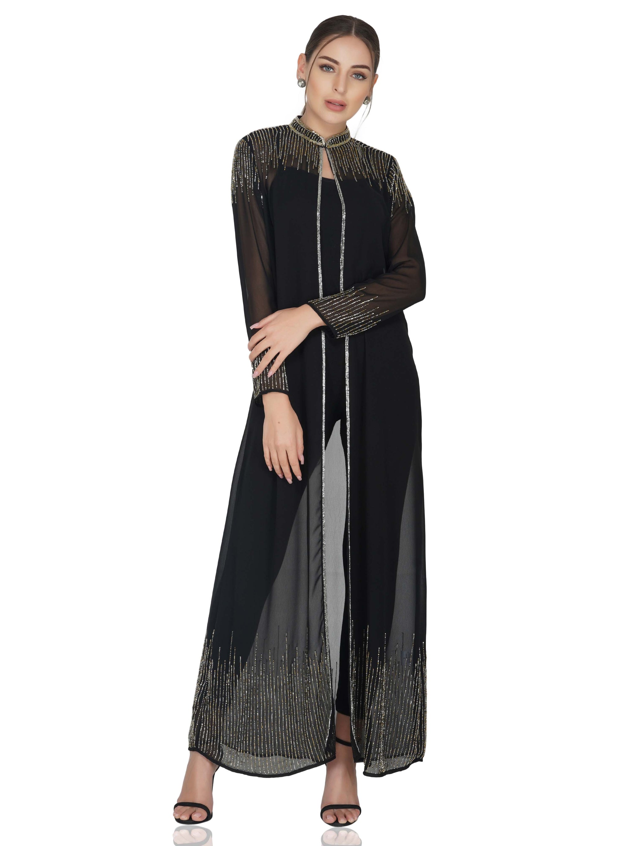 Buy Embroidered Long Cape Online India - Attic Salt